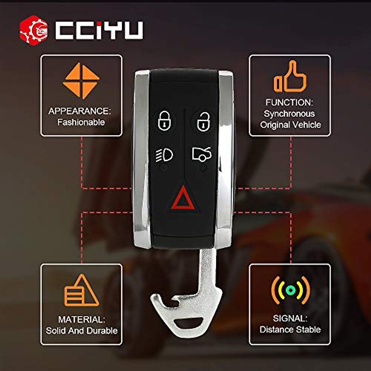 cciyu 1 X Flip Key Fob Uncut Blade (SHELL CASE) 5 Buttons Replacement for 07-15 for Jaguar XF XK8 XKR XK Keyless Entry Remote for Smart Key W/Insert with FCC: KR55WK45694 KR55WK49244
