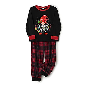 Awoscut Christmas Family Matching Pajamas Sets Christmas PJ's Letter Print Top and Plaid Pants Jammies Sleepwear (#b-6, Baby, 6 Months)