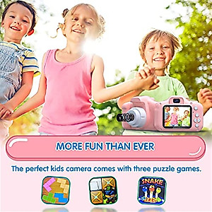 Acuvar Full 1080P Kids Selfie HD Compact Digital Photo and Video Rechargeable Camera with 32GB TF Card & 2" LCD Screen and Micro USB Charging Drop Proof (Pink)