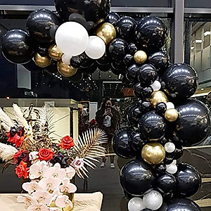 Black Balloons Garland Arch 114 Pack Black Latex Party Baloons In Different Sizes for Halloween,Graduation Party Decorations, Birthday Ballons Anniversary Balloons