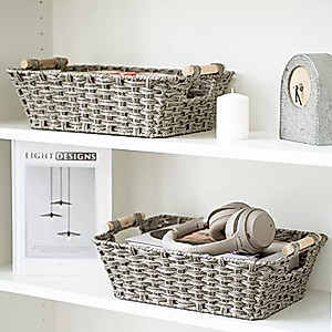 ELONG HOME Plastic Hangers 30 Pack, and 2 Pack 15" Woven Storage Basket, Hand-Knitted Baskets for Organizing