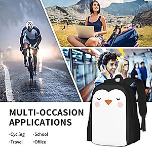 UIACOM Penguin School Backpack Cute Penguin Black White Pink Bookbag for Teens Kids Boys Girls, Large 17 inch Elementary Junior High University School Bag, Water Resistant Casual Travel Daypack