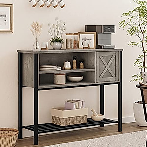 IDEALHOUSE Buffet Storage Cabinet, Coffee Bar Cabinet with Storage, Kitchen Farmhouse Buffets and Sideboards with Door and Shelves Wood Console Table for Entryway, Dinning, Living Room