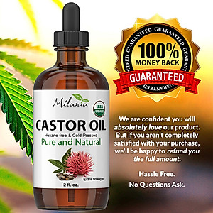 Premium Organic Castor Oil (2 fl. oz.) - Pure Cold-Pressed Beauty & Skincare Serum - Eyelash & Eyebrow Hair Growth Enhancer