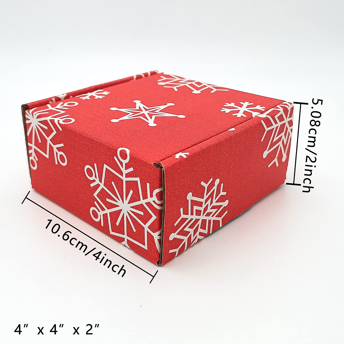 Green Recyclable Cardboard Small Gift Mailer Boxes for Shipping Packaging Craft Gifts Giving Products (Red and White, 4 x 4 x 2 Inch)