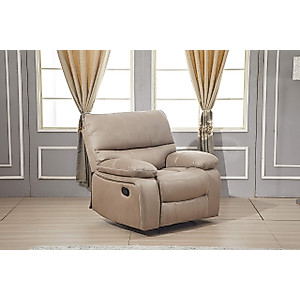 Betsy Furniture Microfiber Reclining Sofa Couch Set Living Room Set 8007 (Taupe, Recliner)