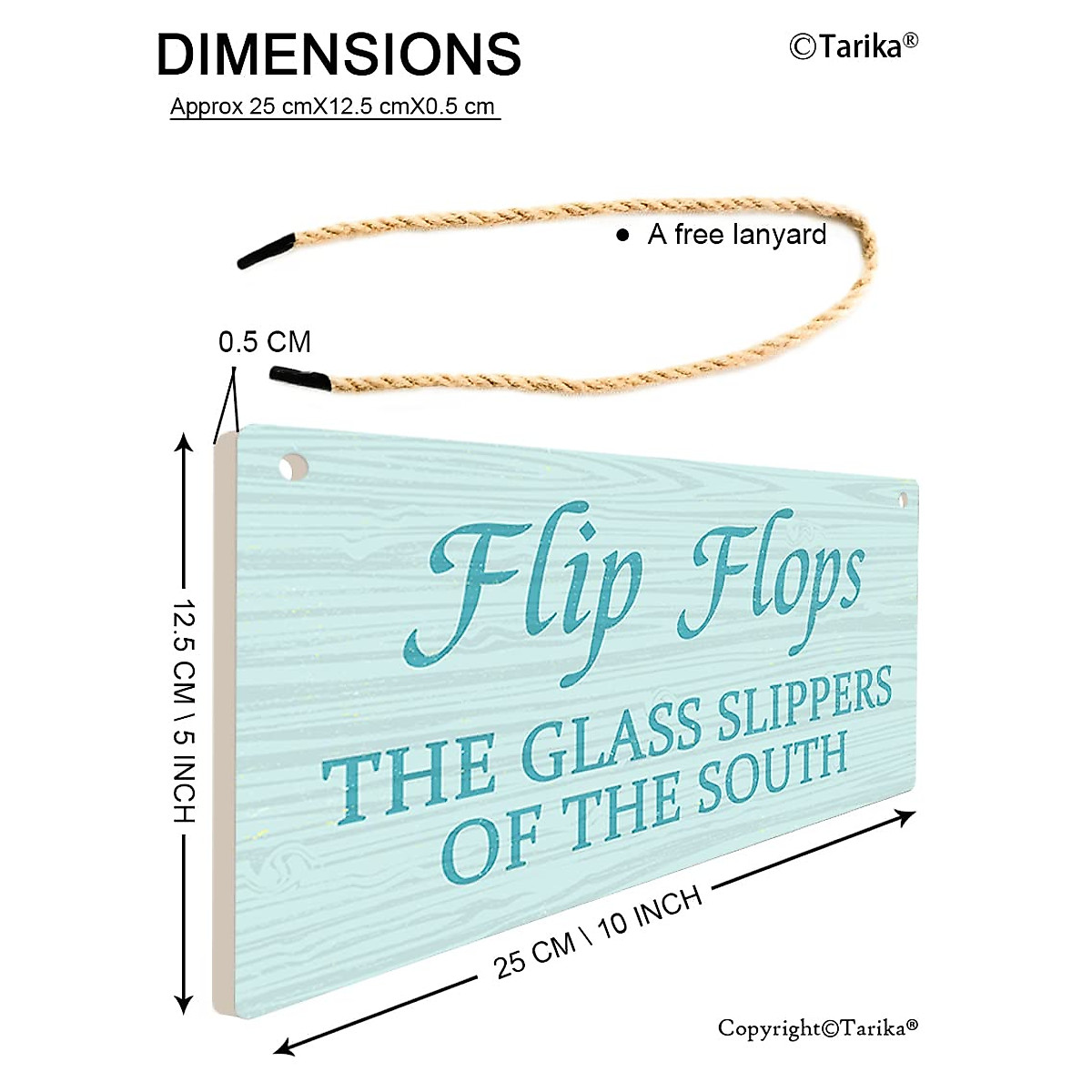 Flip Flops The Glass Slippers of The South 5X10 Inches Wood Retro Look Decoration Art Hanging Sign for Home Kitchen Bathroom Farm Garden Garage Inspirational Quotes Wall Decor