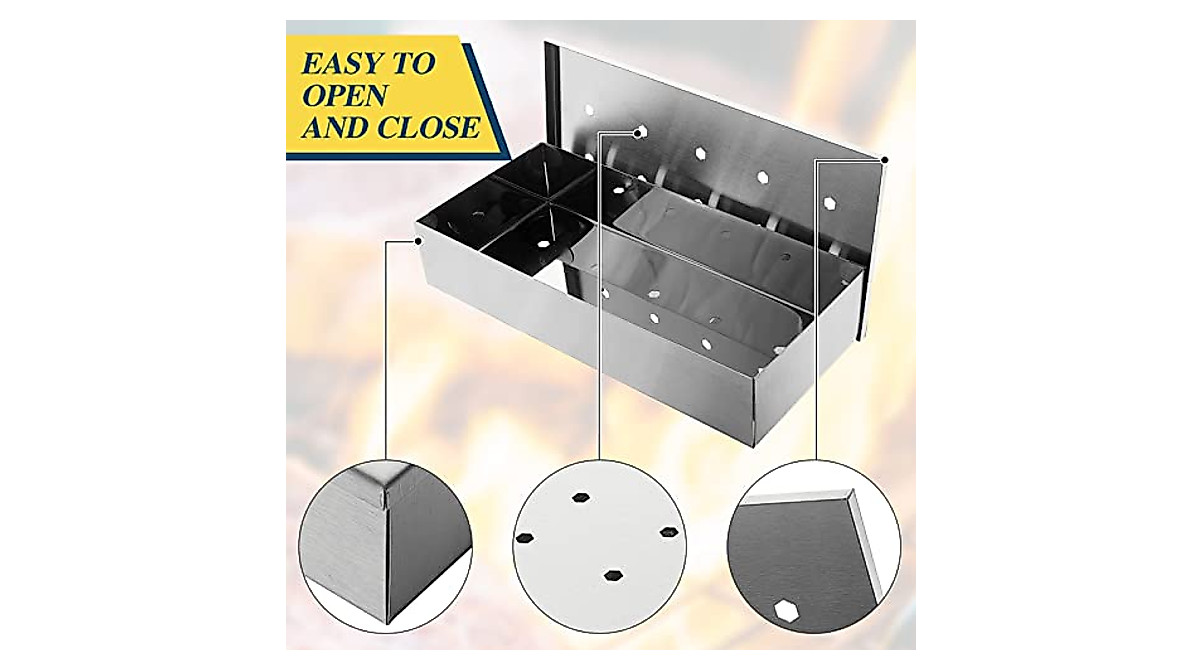 4-Piece Stainless Steel Smoker Box Set for BBQ Gas & Charcoal Grills