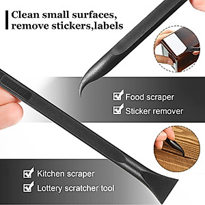 4 Pieces Non-Scratch Plastic Scraper Tool Carbon Scraper Small and Narrow Fiber Plastic Scraper Label Scraper Gum Scraper Multi-Purpose Easy for Tight Spaces, Crevices, Most Surfaces, Black