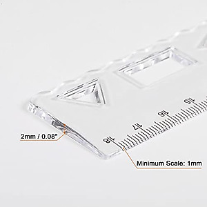 HARFINGTON 5pcs Straight Plastic Ruler 18cm Metric Plastic Clear Measuring Tool Hollow Design with Wavy Line for Classrooms Home Office, Transparent