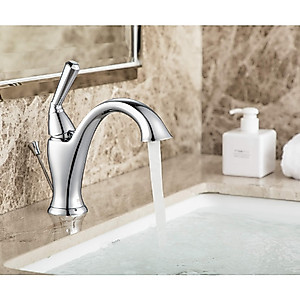 ENZO RODI Solid Brass Bathroom Faucet Polished Chrome, Single Handle Bathroom Sink Faucet with Metal Lift Pop-up Drain Assembly, Deck Plate Included