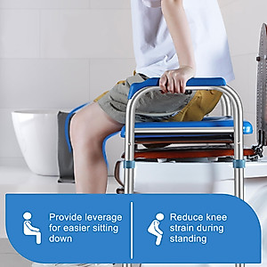 Deewow Raised Toilet Seat with Handles up to 450lbs, Elevated Toilet Seat Riser for Seniors, Raised Toilet Seat for Elderly, Pregnant and Handicap, Height Adjustable, Fit Any Toilet, Blue