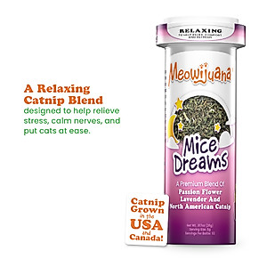 Meowijuana | Sleepy Time Bundle | Get Hung Refillable Moon and Stars Toy and Mice Dreams Catnip Blend| Promotes Play and Cat Health | Includes North American Organic Catnip