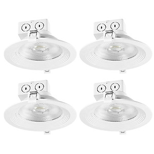 6" LED Integrated Ridged Spot Baffle Round Trim Recessed Lighting Kit 4-Pack, 11 Watts, Energy Star, CEC Title 24 Compliant, IC Rated, Dimmable, White, 6.25" Hole Size,91340