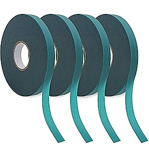 4 Rolls Stretch Tie Tape, 1/2 Inch Wide Garden Tie Tape Thick Plant Ribbon Garden Green Vinyl Stake for Branches, Flowers, Plants, Total 600 Feet (0.5 Inches)