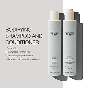 Previa Volumising Bodifying Shampoo and Conditioner - Volumizing Hair Treatment Set for Fine, Thin Hair (8.45 oz)