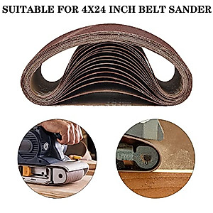 4x24 Sanding Belts 15PCS Belt Sander Paper Aluminum Oxide (3 Each of 80/120/150/240/400 Grits) Ideal for Wood Metal Paint Sanding