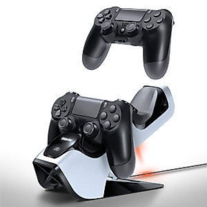 Bionik Power Stand PS4 Controller Charger: Compatible with PlayStation 4, Store and Fast Charge 2 Wireless DualShocks, Back Lit Status Indicators, Power Adapter Included