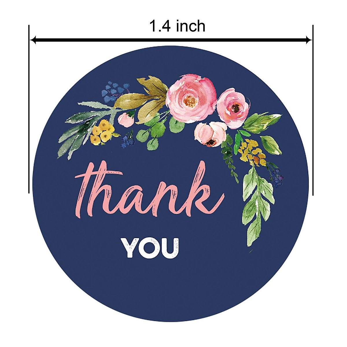 500 Floral Thank You Adhesive Label Stickers, 1.4 Inch Round Stickers 6 Different Designs, Thank You Stickers Roll Perfect for Birthday, Wedding Favors, Baby Shower, Small Business and Boutiques.