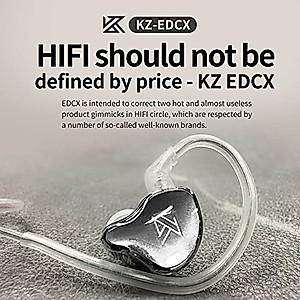 KZ HiFi in Ear Earphones for Music Lover,KZ EDC X Dynamic Driver IEM Earbuds Headphone, Budget Headsets for Gaming and Sports (Transparent Gray, Without Mic)