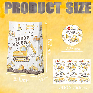 Celee 24-Pack Construction Goodie Bags with Stickers - Ideal for Kids' Birthdays, Baby Showers, and Construction Themed Parties