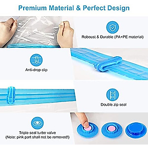 15 Packs Vacuum Storage Bags (5 Jumbo/5 Large/5 Small) - EWEIMA Space Saver Vacuum Storage Bags with Free Hand Pump, Compression Storage Bags for Clothes Comforters Blankets Beddings