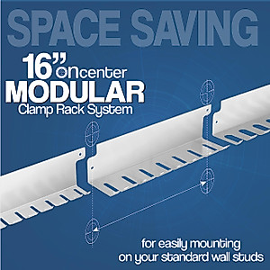 Fulton Woodworking Tools Modular Clamp Rack Assortment with 1 Each F-Clamp Rack •1 Each Bar/Parallel Clamp Rack and 1 Each Pipe Clamp Rack Included, Quick to Align •Pre-Drilled 16 inch on Center