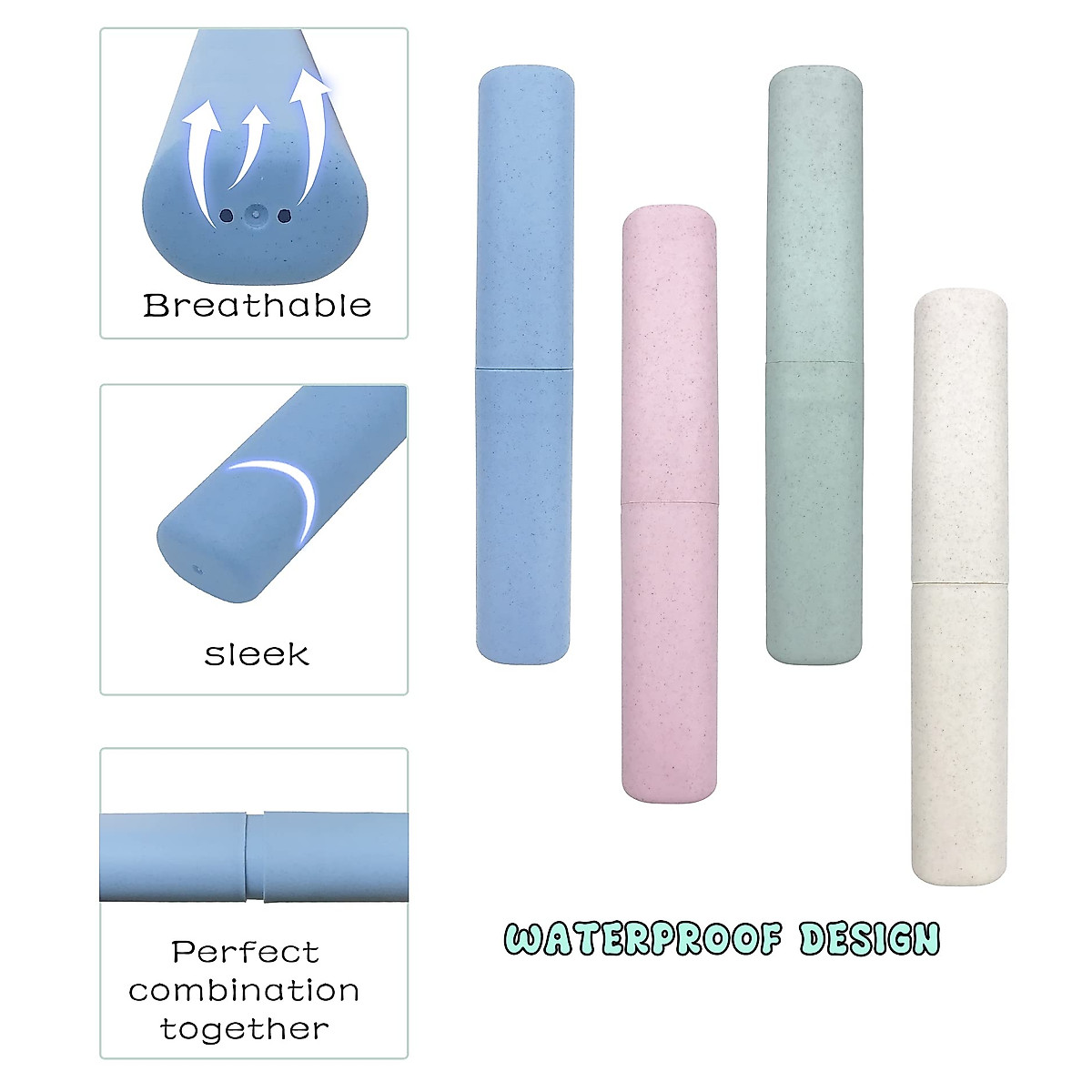 SietDESEO 4 Pack Toothbrush Travel Case, Portable Breathable Toothbrush Holder for Travel Business Camping School Toothbrush Case