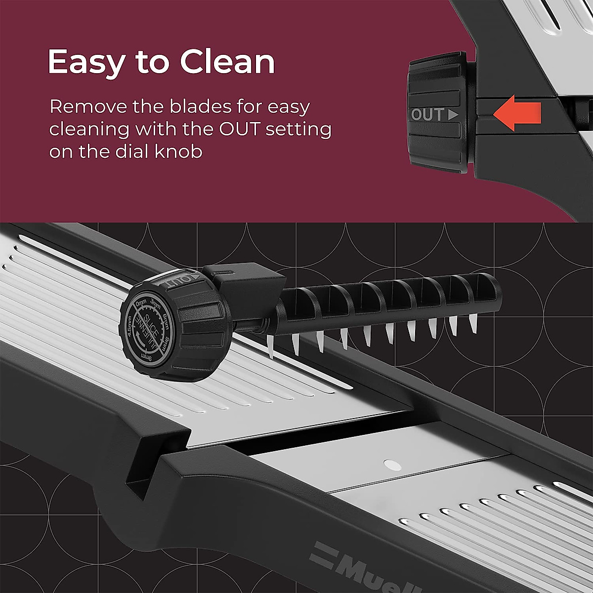 MuellerLiving Mandoline Slicer for Kitchen, Stainless Steel, Slice or Julienne, Vegetable Chopper, Fruit Slicer