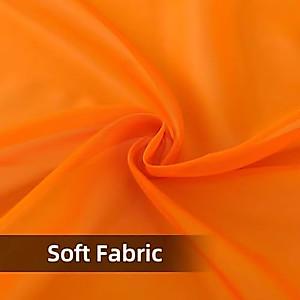 youleyar Solid Sheer Rod Pocket Curtain Voile Draperies 2 Panels White Beige Black Grey Coffee 52 Inch Width 54 Inch Long 1 Pair for Kitchen Bedroom Children Living Room Yard (Orange,52Wｘ54L)