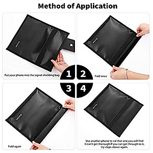 Faraday Bag, Signal Isolation Bag for Phones, Fireproof Shield Pouch, Prevents Hacking,Tracking,and NFC/WiFi/Bluetooth for Tablets, Phones, Key Fobs (9.8"X11", Black)