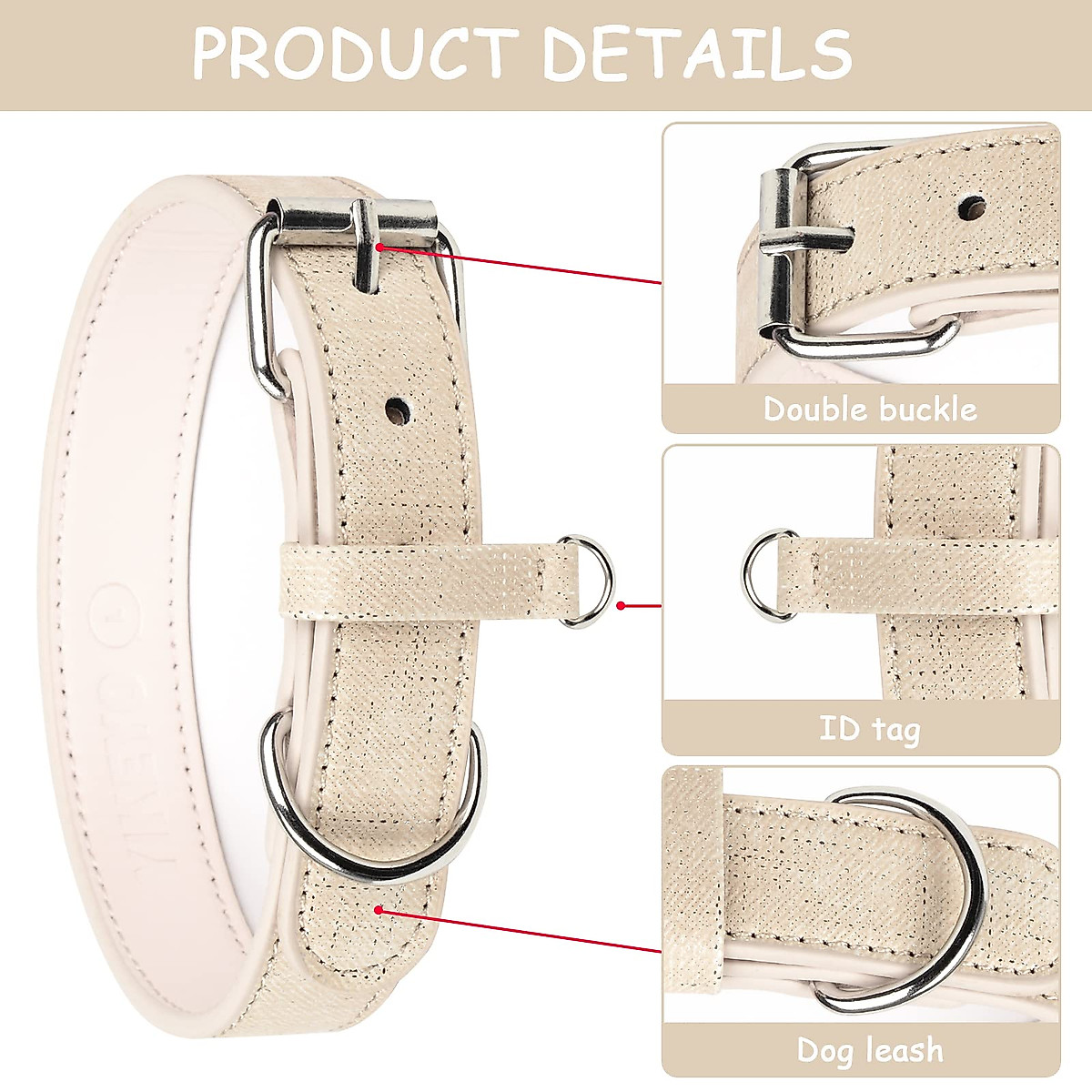 Dog Collar for Small Medium Large Dogs Pet Collars Girl Boy, PU Stamping Leather Plaid Dogs Collar Adjustable Chihuahua Teacup Yorkie Puppy Collar Cats (X-Small (Neck 7-10in), Coffee)