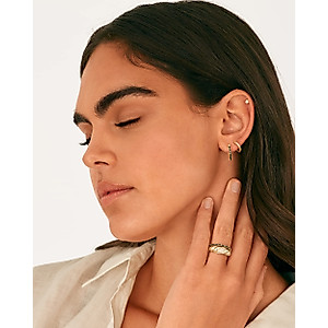 PAVOI 14K Yellow Gold Plated 925 Sterling Silver Post Black Cubic Zirconia Hoop Earrings for Women | Colored Cubic Zirconia 15mm Hoops