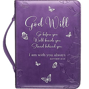 Bible Covers for Women and Girls - Leather Bible Case Bag Large and Medium Size Fits Books Up to 10.1 x 7 x 1.9 Inches - Gift for Women Bright Goods by DEHITE - Purple Faux PU Leather Bible Accessory