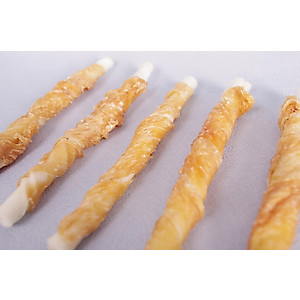 FOURPAW Dog Treats Chicken Wrapped White Rawhide Sticks, 5inch Long Lasting Dog Chew Treats, Strong The Jaws and Clean The Teeth, 8oz.