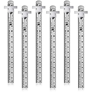 6 Inch 15 cm Pocket Ruler Flexible Precision Stainless Steel Ruler with Detachable Clips Stainless Steel Pocket Clip Scale Gauge Ruler Metric British System (6 Pieces)
