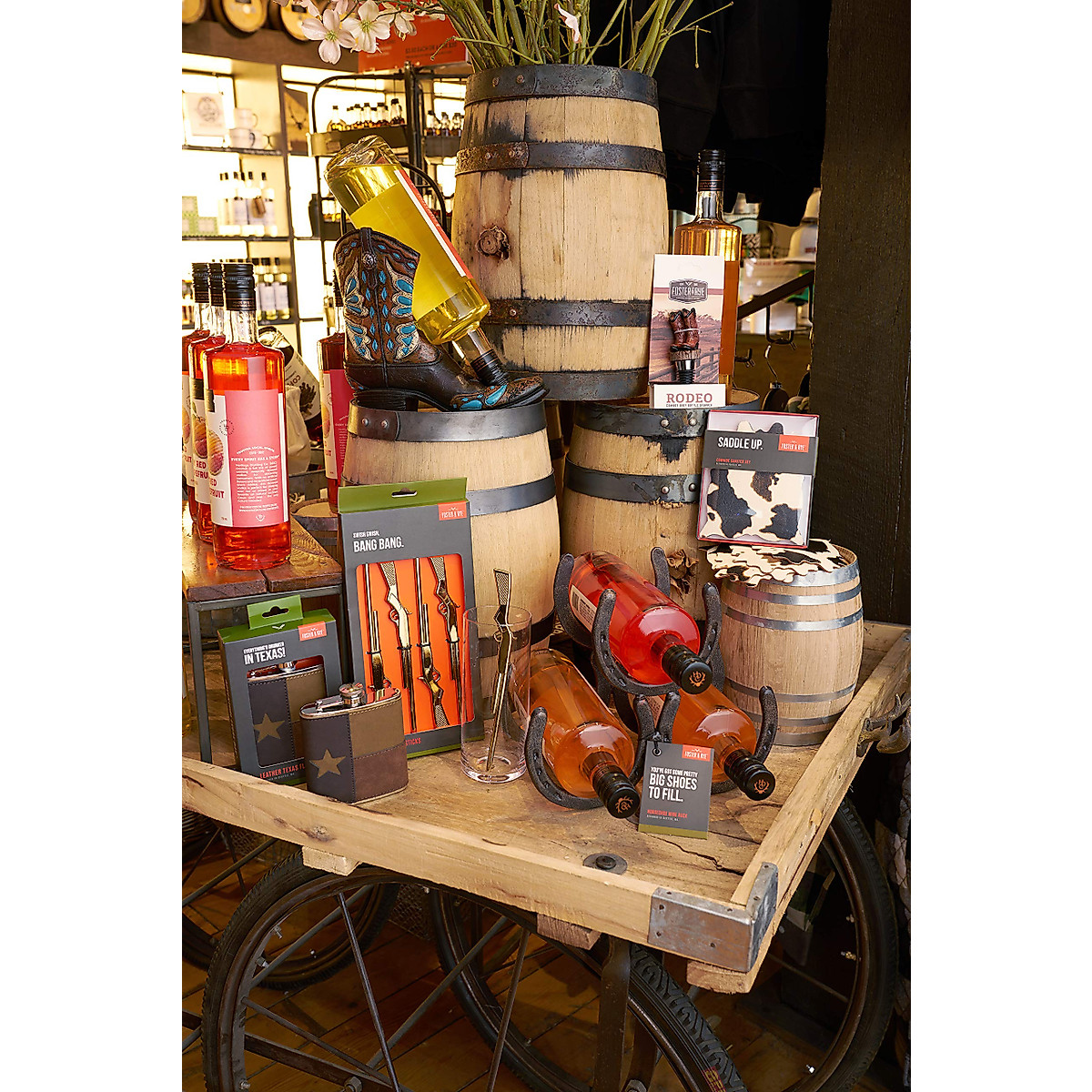 Foster & Rye Horseshoe Countertop Metal Wine Rack, Cast Iron Wine Bottle Holder, Holds 3 Standard Wine Bottles, 10" x 5.5" x 8.5"