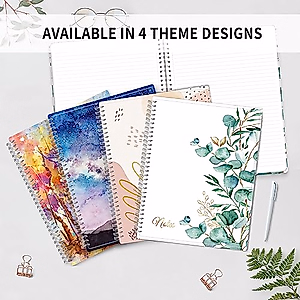 SUNEE Large Spiral Notebook, Journal For Women, Aesthetic Cute Abstract Notebook with Pockets, Flexible Cover, College Ruled Paper, 11" x 8-1/2", 80 Sheets - 160 Pages, for Work, School Supplies