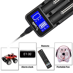 Intelligent Charger, Snado LCD Display Universal Smart Charger for Rechargeable Batteries Li-ion Batteries 18650 18490 18350 17670 17500 16340 14500, Ni-MH/Ni-Cd A AA AAA Battery (2 Slots)