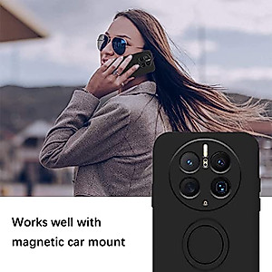 Jancyu Compatible with Huawei Mate 50 Pro Case Silicone Shockproof, Huawei Mate 50 Pro Ring Holder Phone Case, Compatible with Phone Mount for Car Slim Cover (Black)