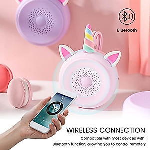 Bluetooth Speaker Pink Waterproof, Unicorn Cartoon Wireless Bluetooth Portable Speaker Desktop Wireless Music Player for Camping/Beach/Sports/Shower