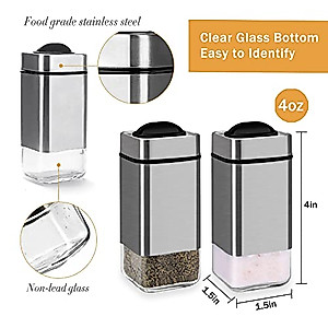 Salt and Pepper Shakers by Aelga, Salt Shaker with Adjustable Pour Holes, Glass Salt Pepper Shaker Set, Perfect for Black Pepper, Kosher and Sea Salt