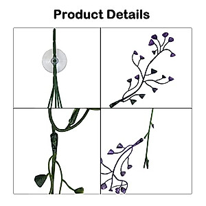 MUYG 2 PCS Reptile Plants for Terrarium, Plastic Hanging Plant with Suction Cup for Bearded Dragon Lizard Gecko Chameleon Tank Habitat Decoration