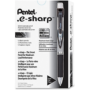 Pentel® e-Sharp™ Mechanical Pencils, 0.5 mm, 72% Recycled, Black, Pack Of 12