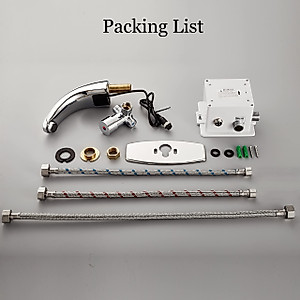 Gangang Commercial Bathroom Touchless Automatic Motion Sensor Sink Faucet Cold and Hot Water Basin Tap Mixer with Cover Plate Solid Brass Chrome Plated