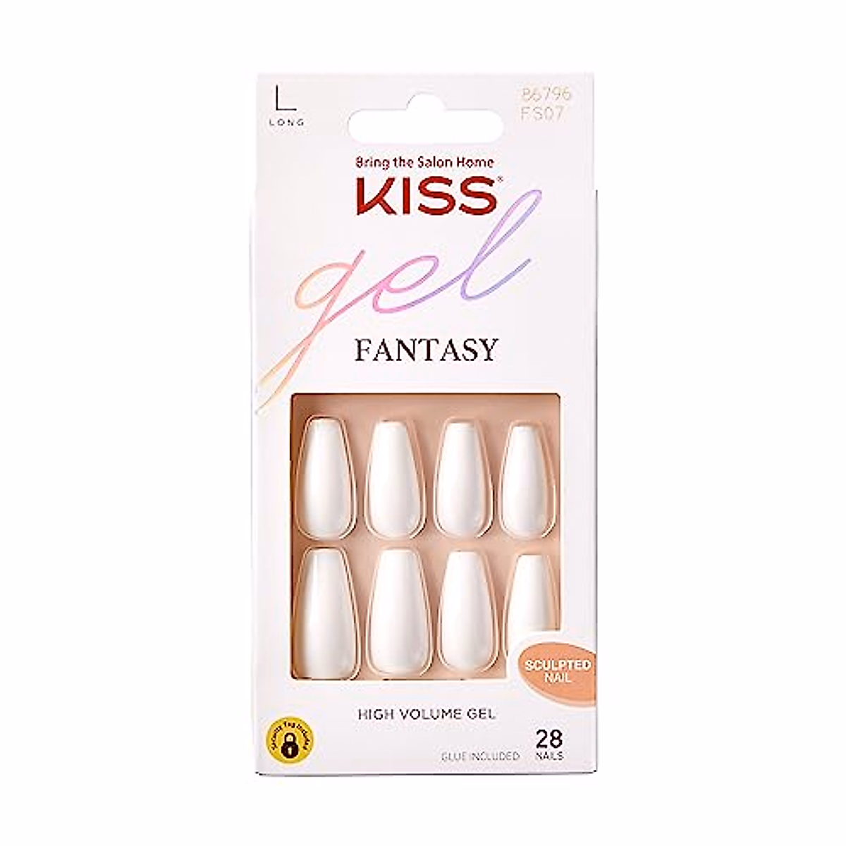 KISS Gel Fantasy Collection Sculpted Fake Nails Manicure Set, True Color', with Nail File and Glue & 28 Glue-On Nails