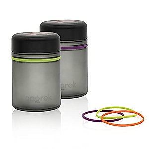ONGROK Glass Storage Jar, 500ml, 2 Pack, Color-Coded Airtight Glass Containers, UV Herb/Spice Jar to with Child Resistant Lid, Perfect Size Jar to Store in a Drawer or Cupboard