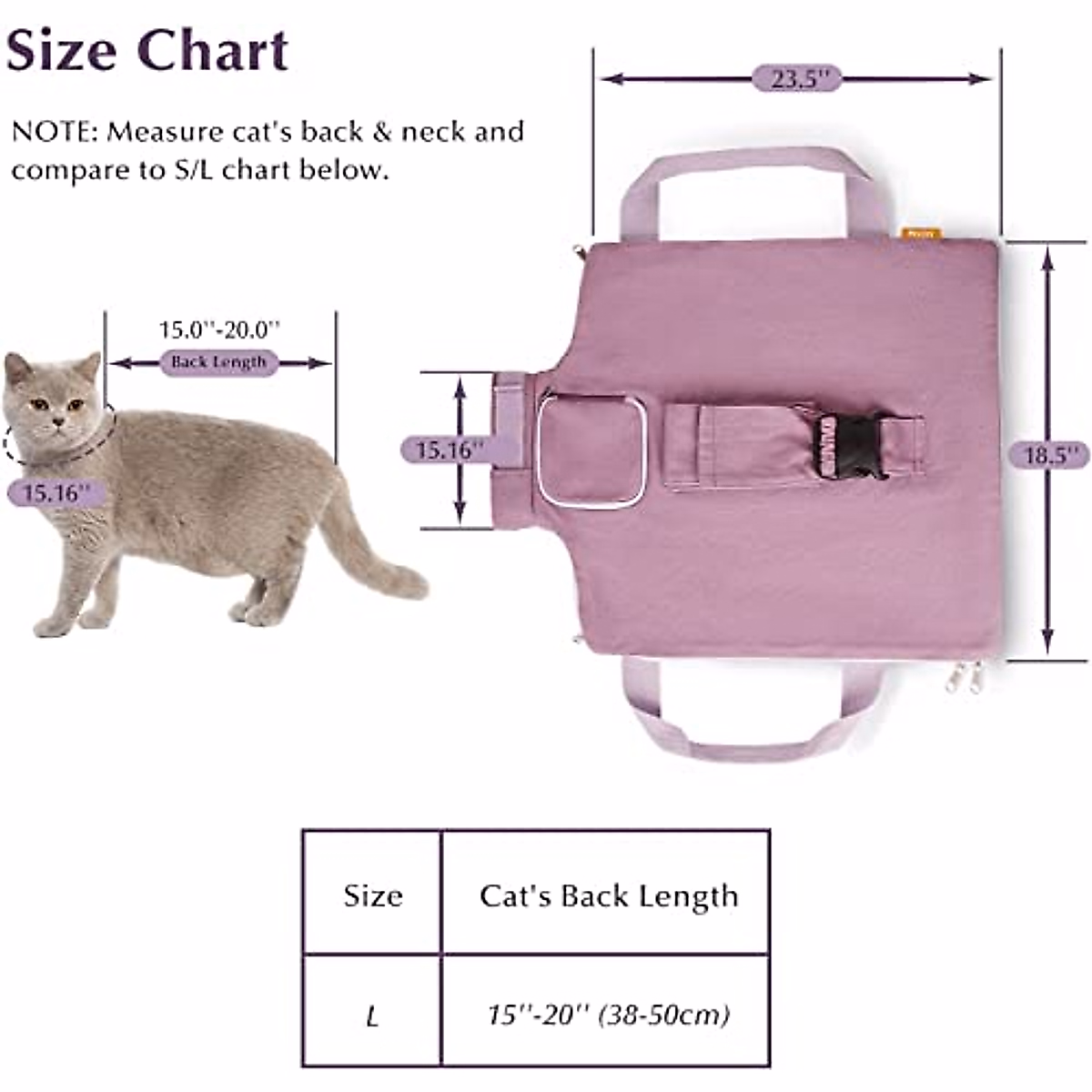 Morjor Cat Grooming Bag for Nail Trimming, Pet Grooming Hammock for Vet Visits, Adjustable Anti-Bite and Anti-Scratch Cats/Dogs Restraint Bag for Injection, Medicine Taking - Size L