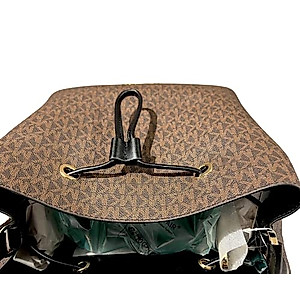 Michael Kors Suri Large Logo Bucket Drawstring Bag MK Brown Black Multi