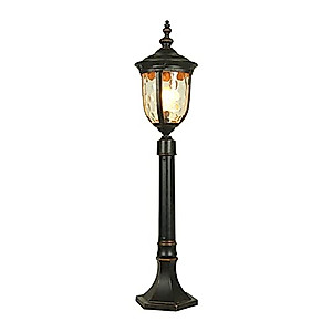 Victoria Glass Lantern Outdoor Floor Light Gate Landscape Street Lighting Fixture with Beveled Clear Antique Glass Pillar Post Lamps Victorian Column Light Lantern for Patio Porch Decora